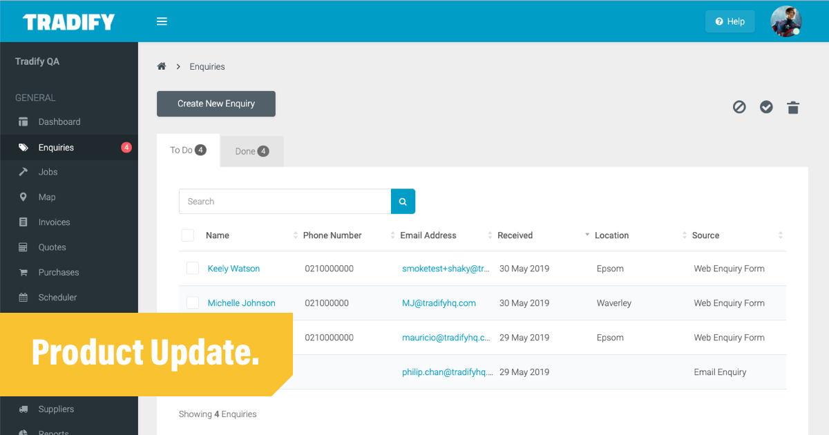 How Tradify's Enquiries Feature Reduces Admin | Tradify™